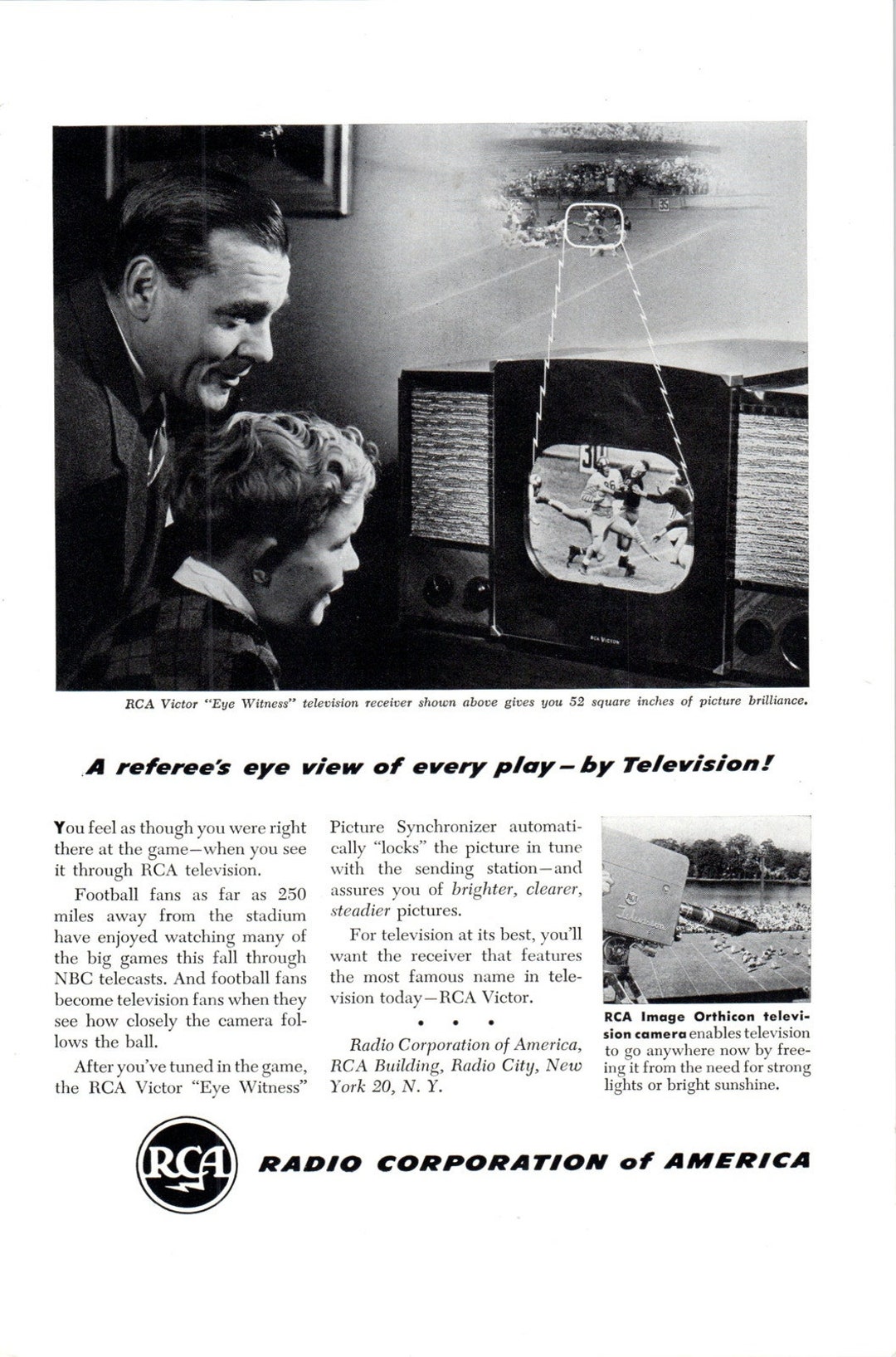RCA Victor Eye-witness Television TV Teleset - Vintage Magazine Ad D20 ...