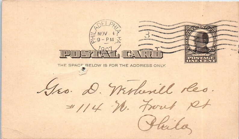 1907 Ogden & Mcnabb Painters and Decorators Philadelphia Postal Mailing ...