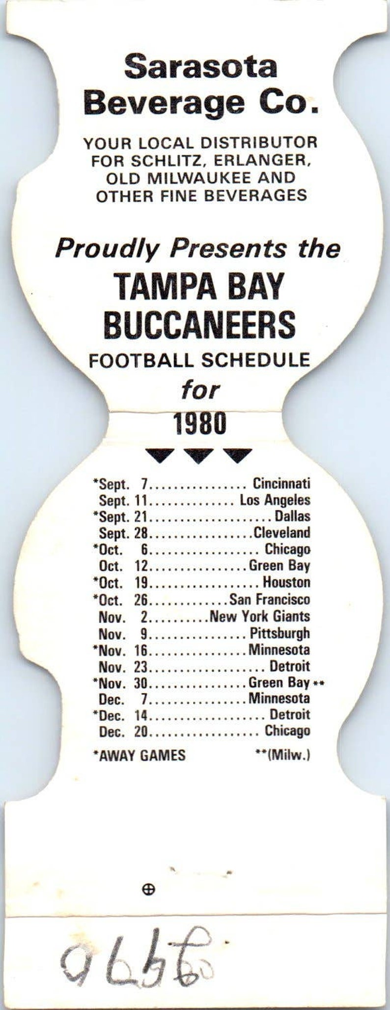 1980 Tampa Bay Buccaneers NFL Helmet Football Schedule Matchbook Cover ...