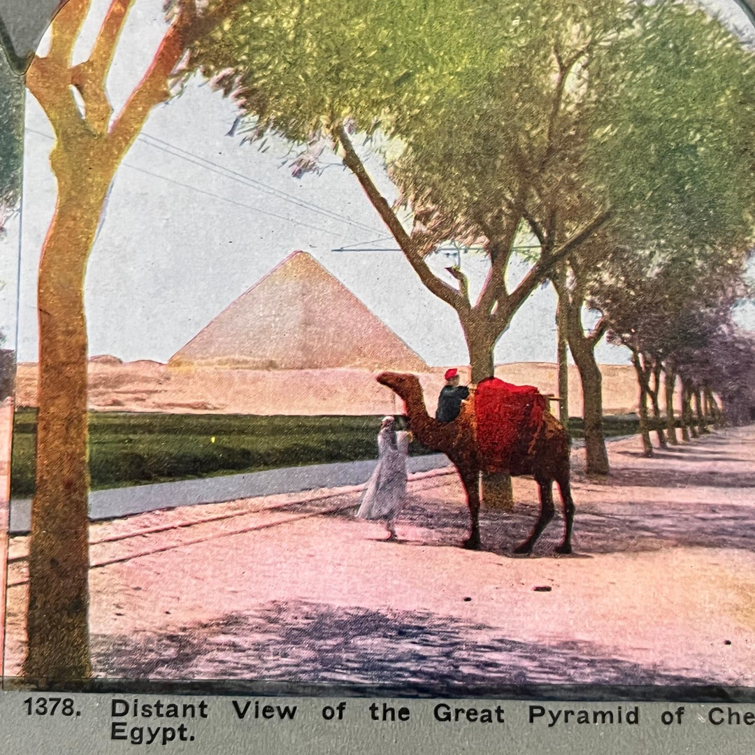 Distant View Great Pyramid of Cheops Egypt Antique Stereoview Card TJ9 ...