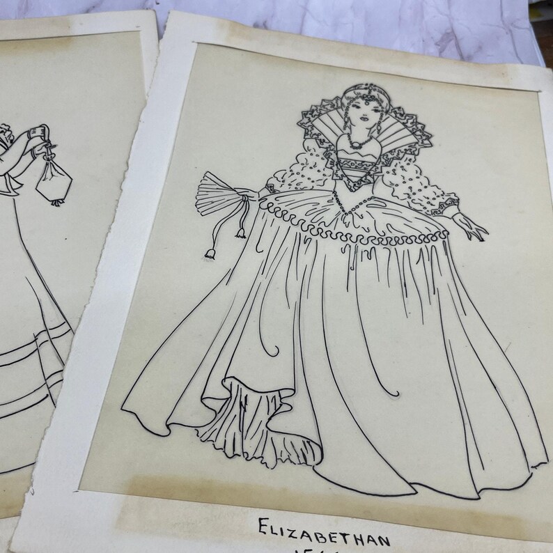 1940s Lot of 10 Period Fashion Sketches Winifred Schutsky Pratt ...