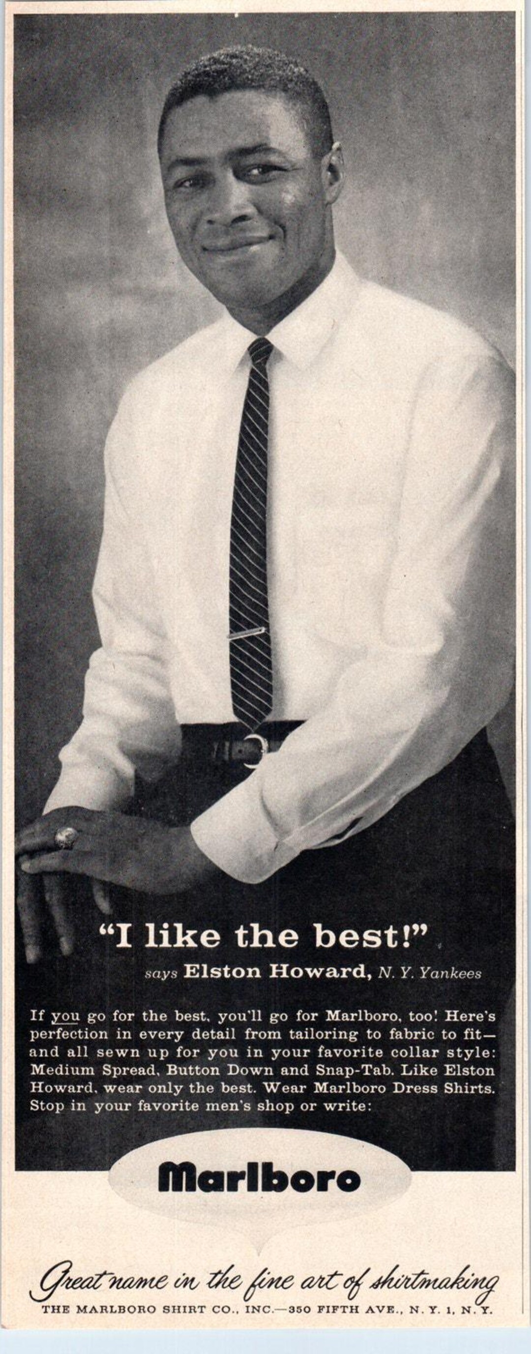 Vintage Marlboro Elston Howard Yankees MLB Baseball Magazine Ad 5x13 ...