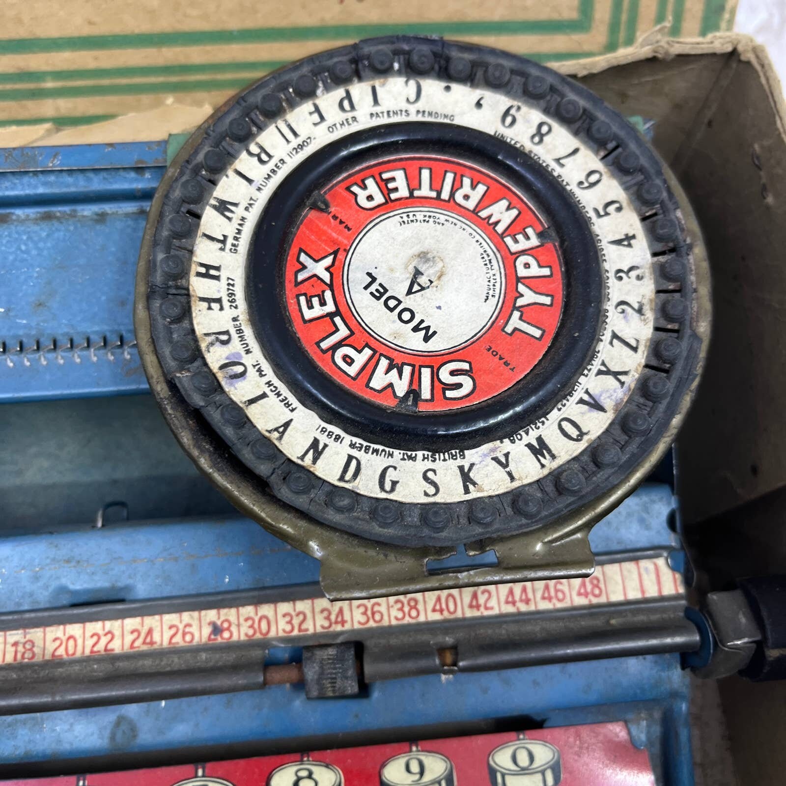 Vintage Antique Tin Litho Toy Simplex Model A Typewriter in Original ...