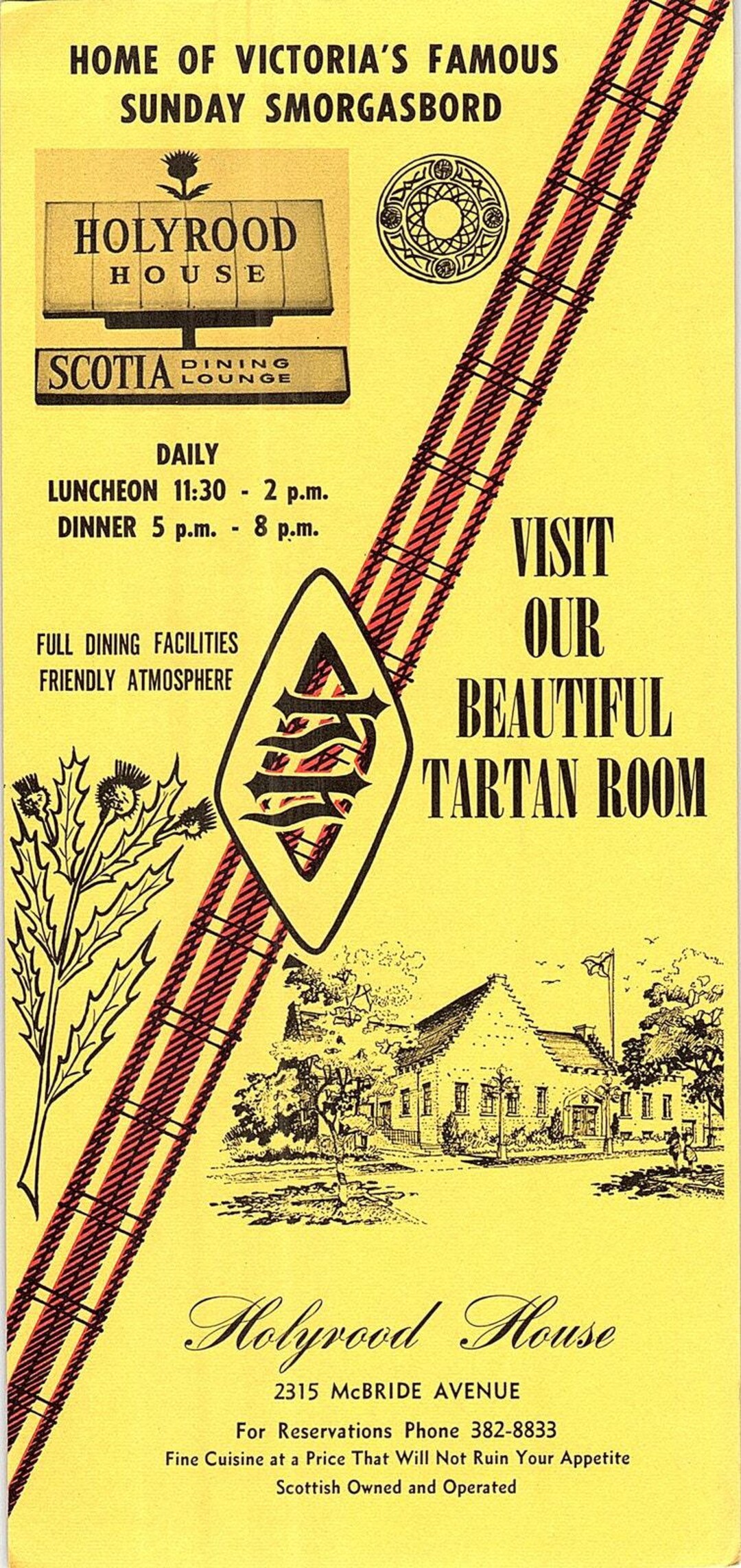 Holyrood House Tartan Room Victoria BC 1960s Travel Leaflet TH2-TB4 - Etsy