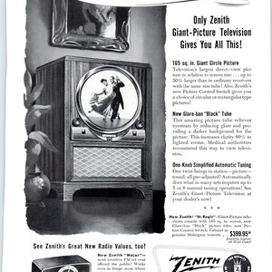 Zenith Giant-picture Television TV Teleset - Vintage Magazine Ad D20 - Etsy