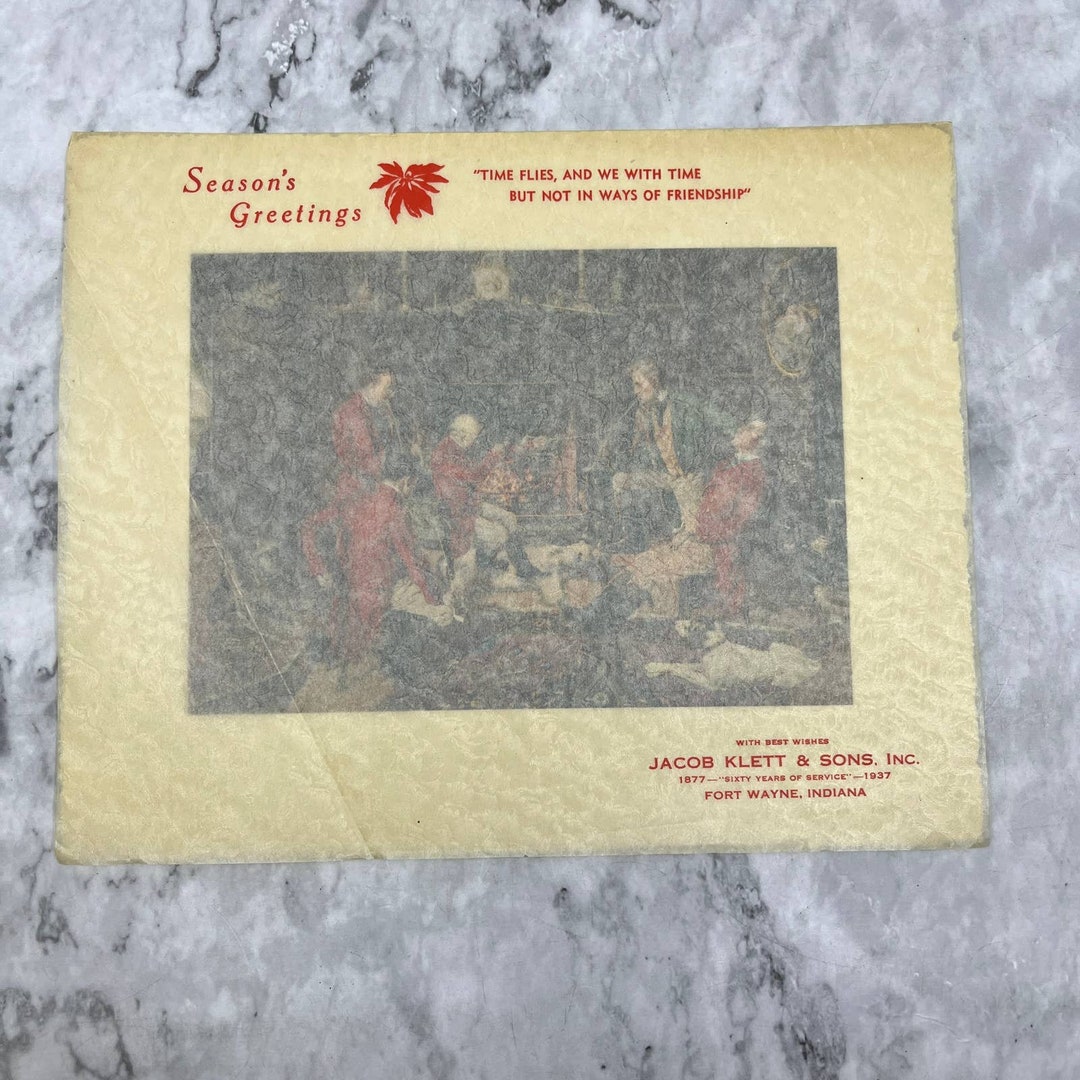 1937 Christmas Fox Hunting Print Advertising Jacob Klett Ft. Wayne IN ...