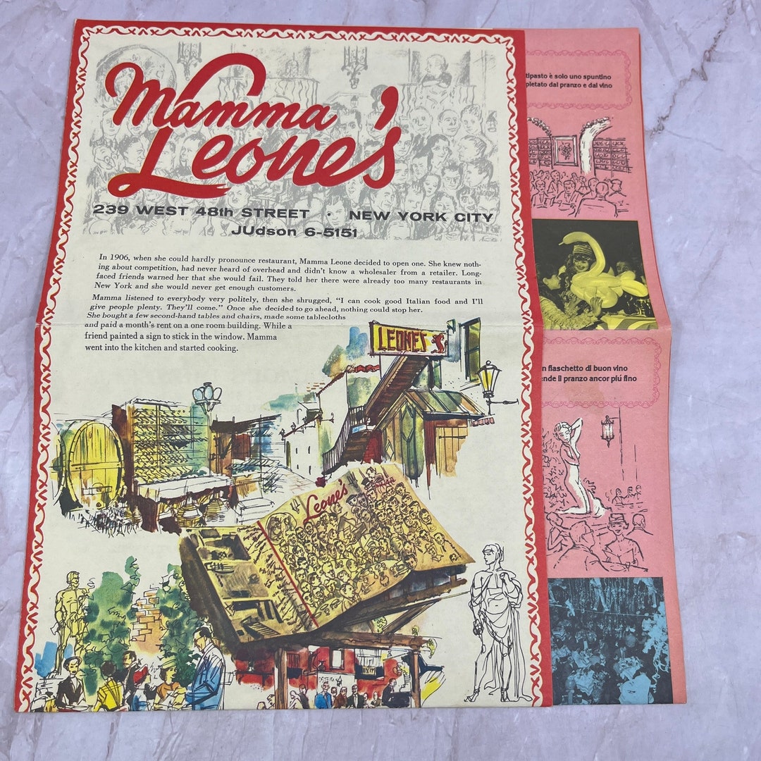 1976 Mamma Leone's Restaurant Menu Fold Out New York City 48th St TH9 ...