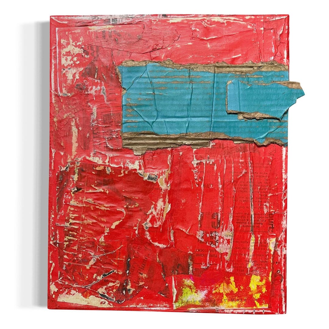 Original Mixed Media Modern Art Collage Painting on Canvas 11x14 ...