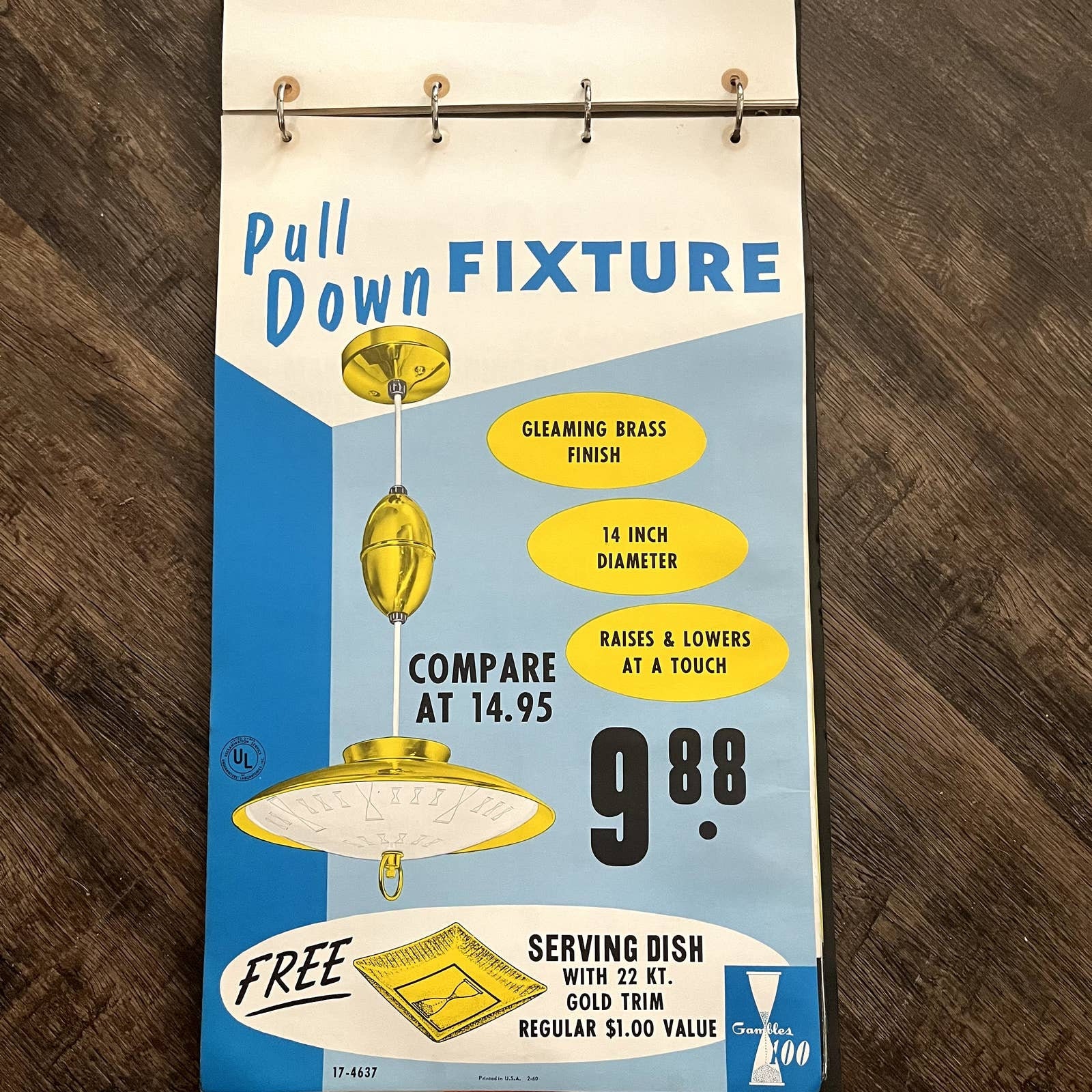 1960 MCM Pull-down UFO Light Fixture Gambles 100 Retail Store Poster 13 ...