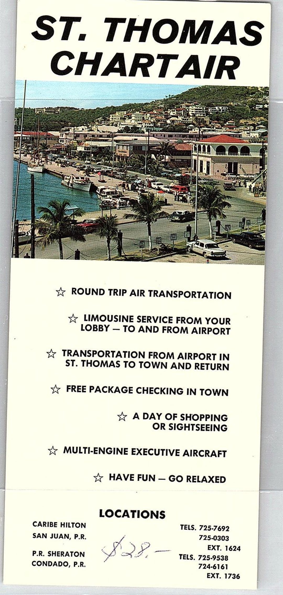 Vintage St. Thomas Chart Air Informational Travel Leaflet TH2-TB2 - Etsy