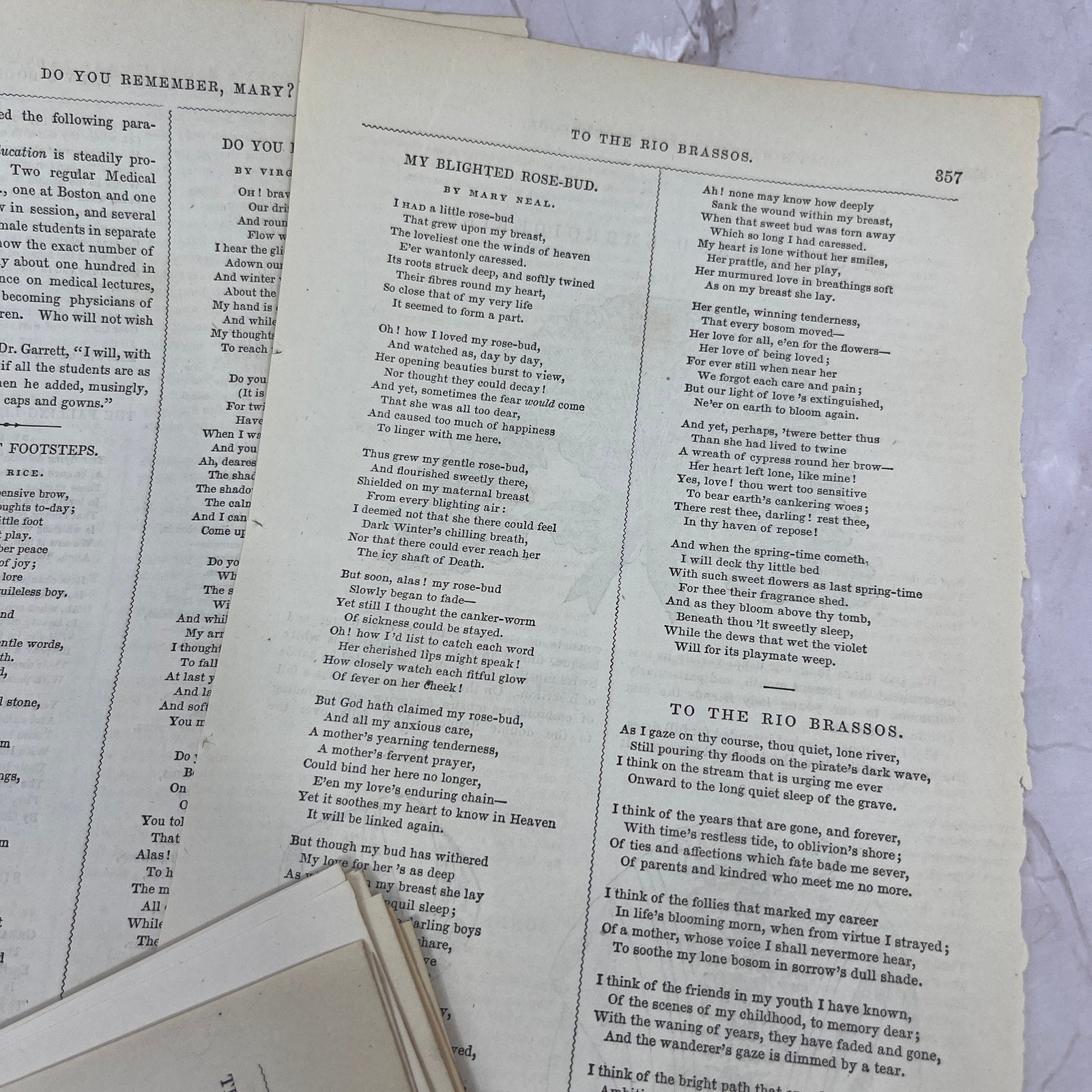 Huge Lot of Original Assorted Poems Poetry From 1857 Godey's Book TH9 ...