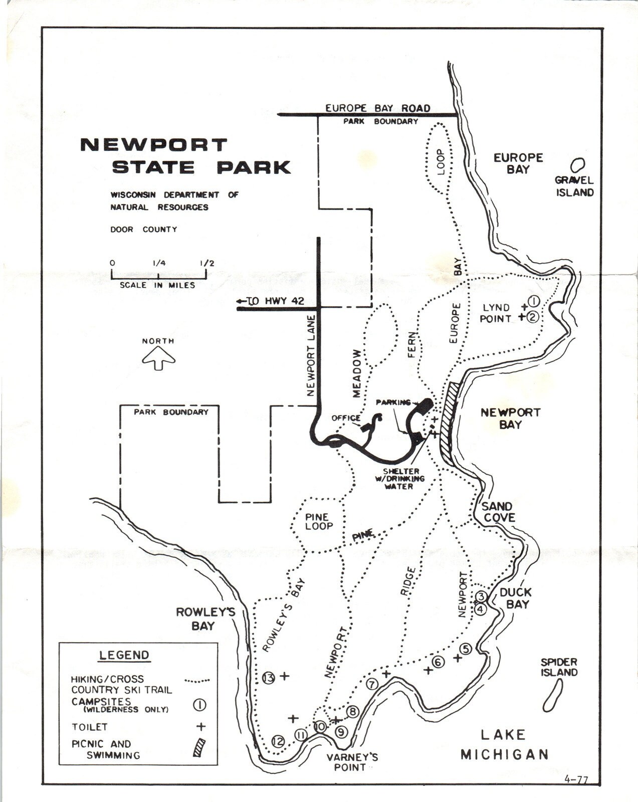 1977 Newport State Park Visitor Map Wisconsin Dept of Natural Resources TF4-B3 - Etsy