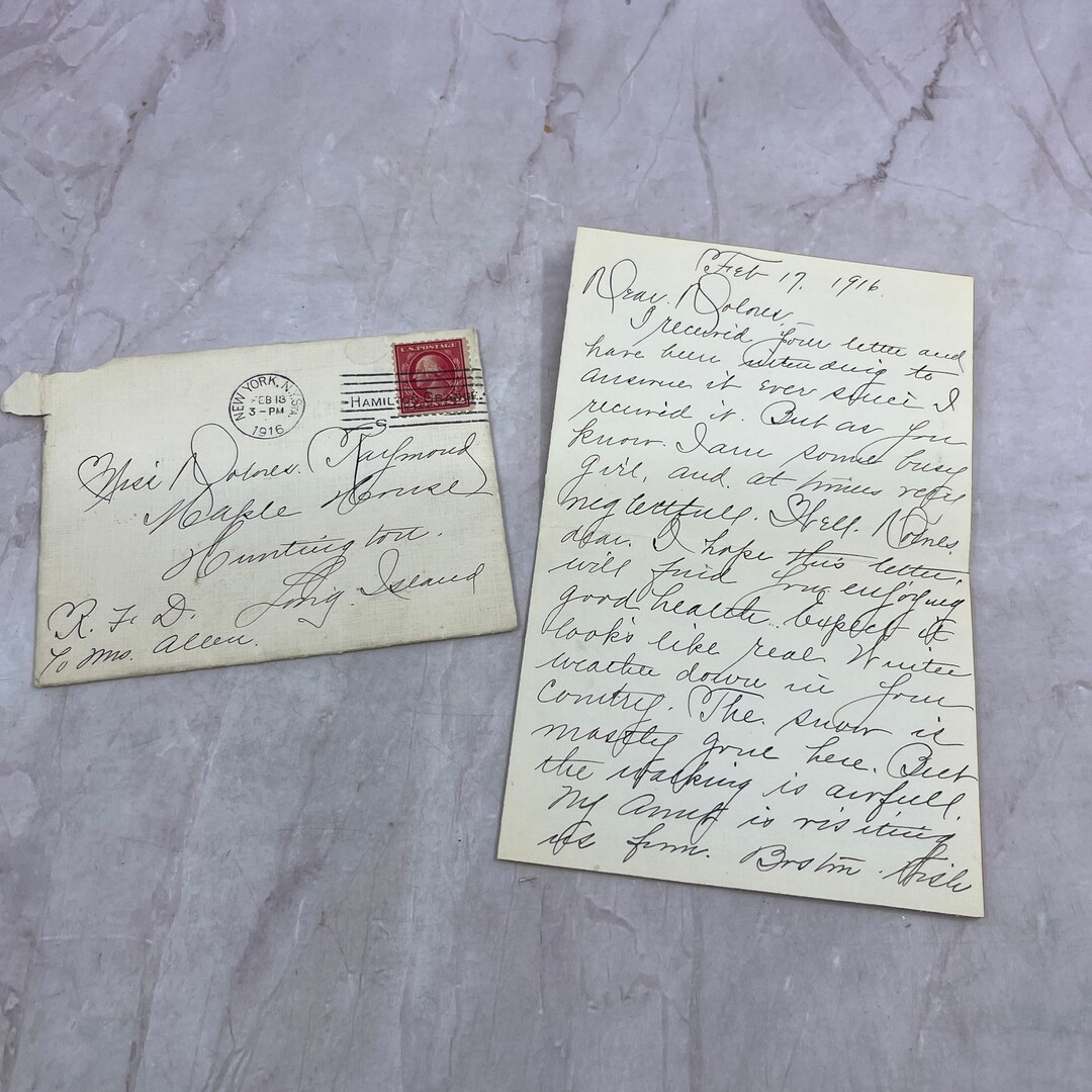 1916 Original Handwritten Letter Dolores Raymond Long Island NY TJ5-E1 ...