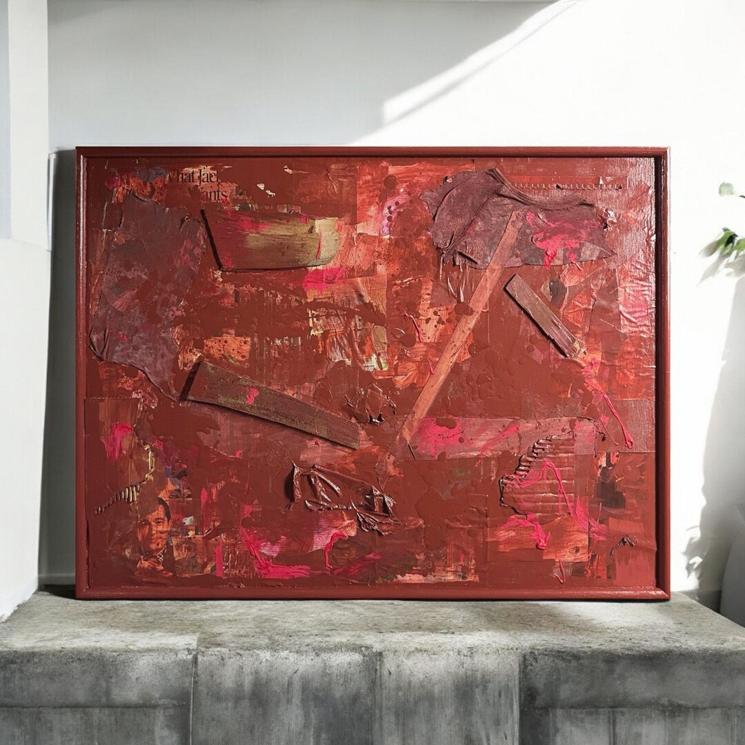 Original Framed Mixed Media Abstract Art Collage Assemblage 27x36 ...