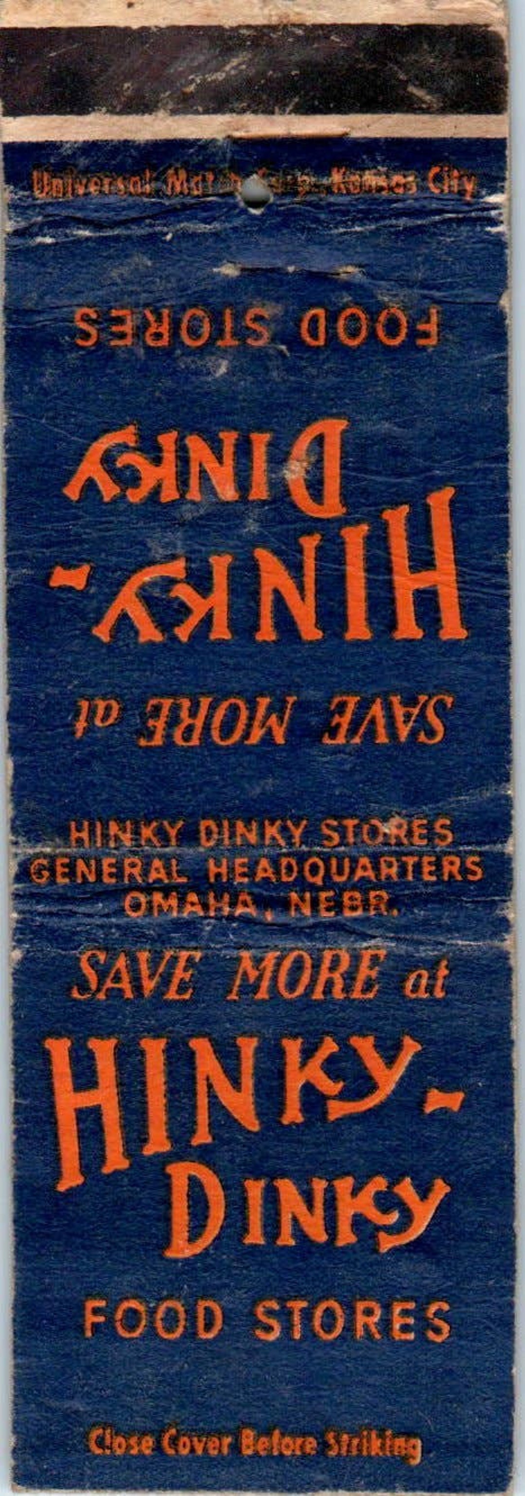 Hinky-dinky Food Stores Omaha NE Vintage Advertising Matchbook Cover ...
