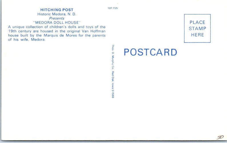 Hitching Post Medora ND Doll House Van Hoffman House Original Postcard ...