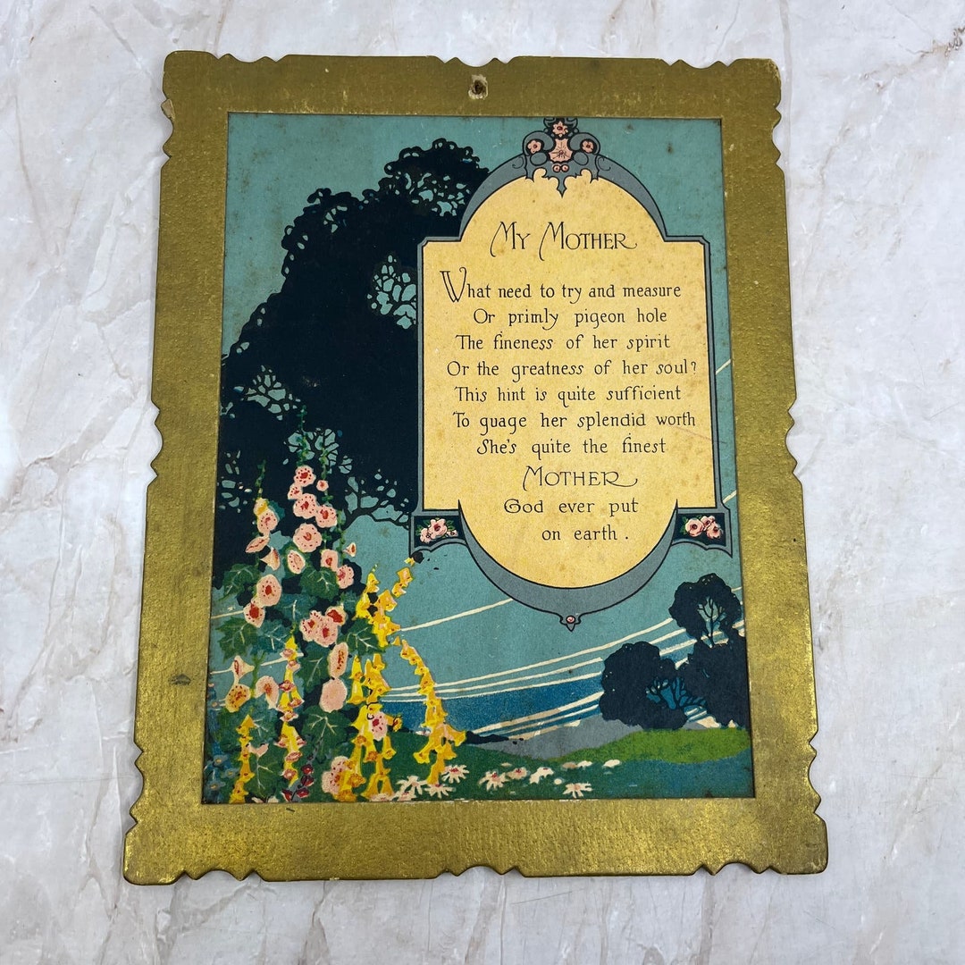 C1920 Wall Art My Mother Poem 17.5x9.5" TI8-S7 - Etsy