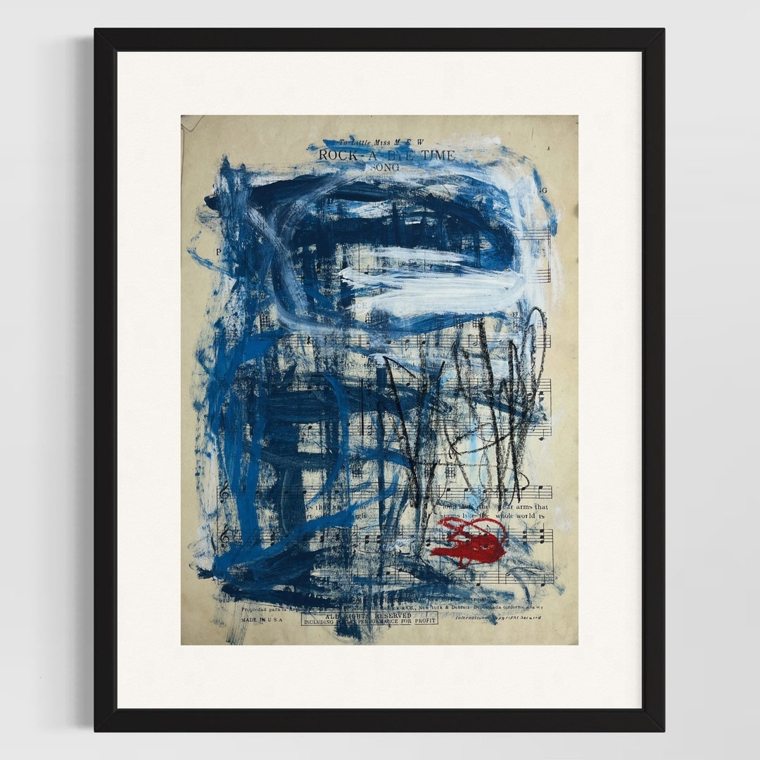 Original Abstract Art Painting "rock-a-bye Time" on Sheet Music 9x12 - Etsy