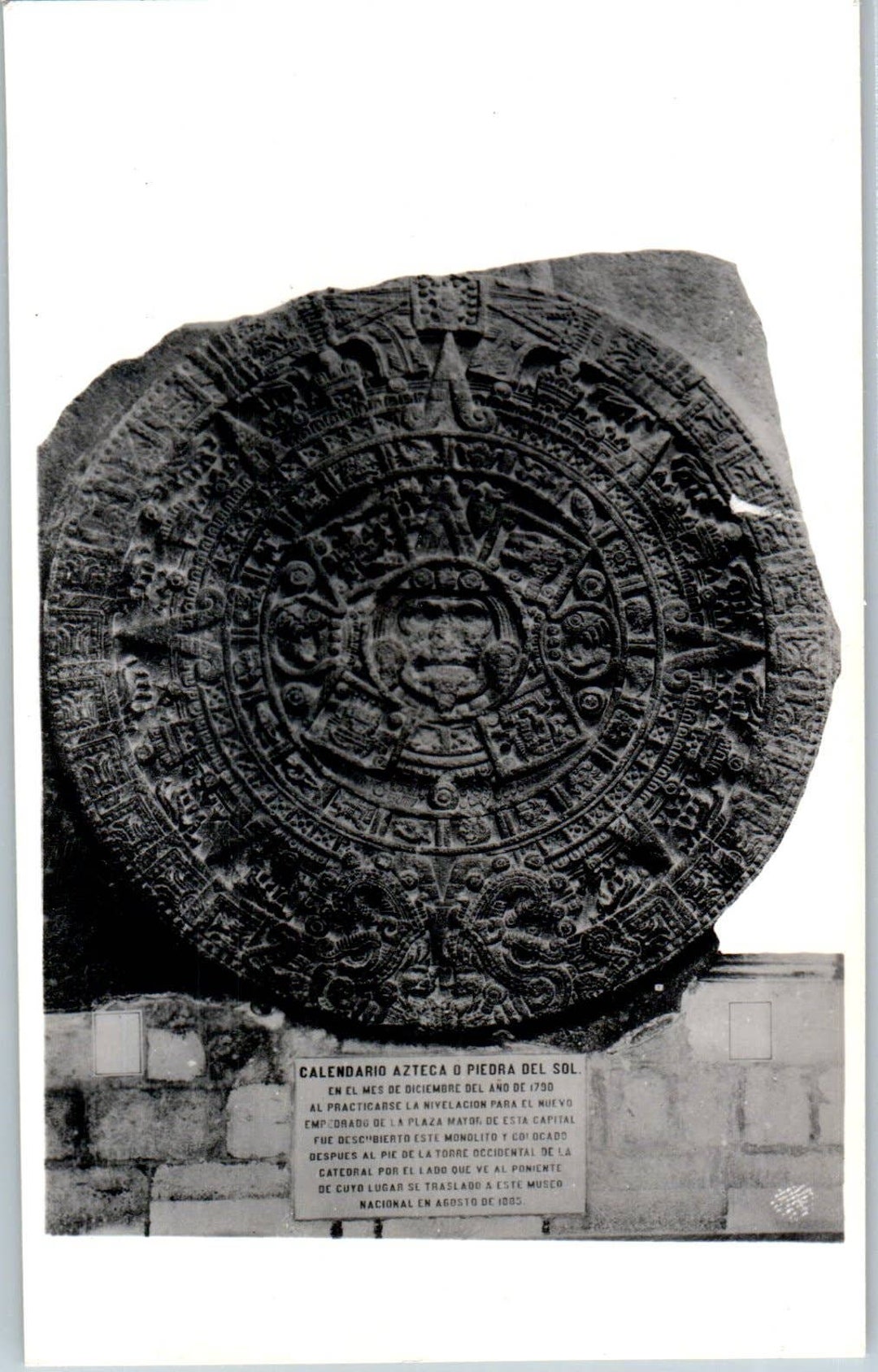 Calendario Azteca Museo Nacional Mexico O Piedra Del Sol - RPPC ...