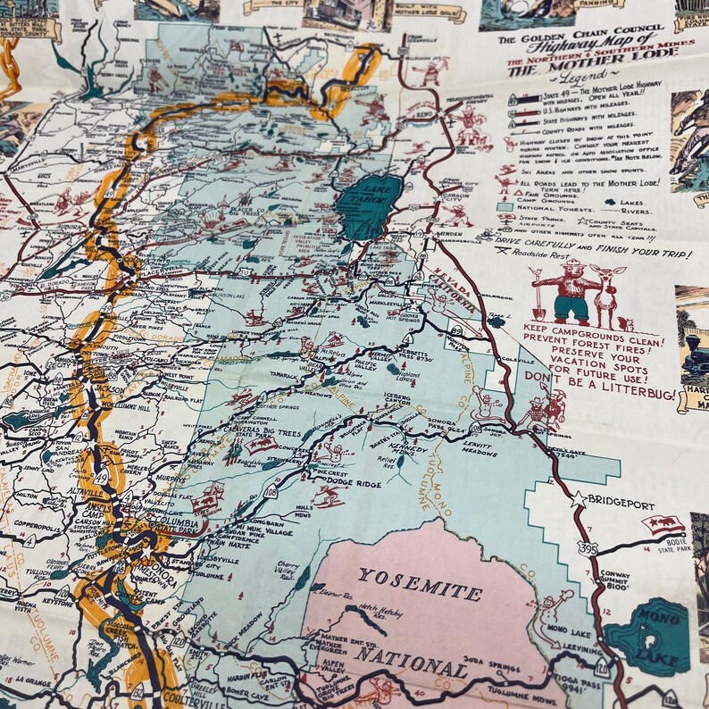 1976 CA State Highway 49 the Mother Lode Fold Out Brochure & Travel Map ...