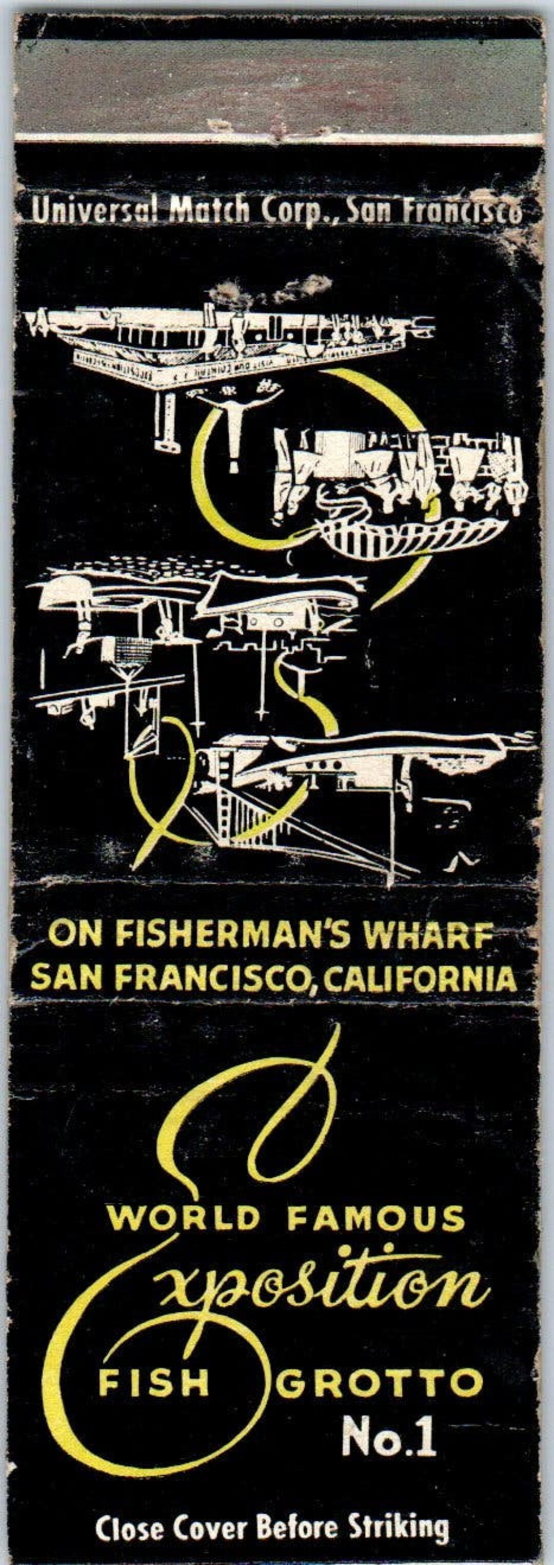 Exposition Fish Grotto Fisherman's Wharf Advertising Matchbook Cover ...