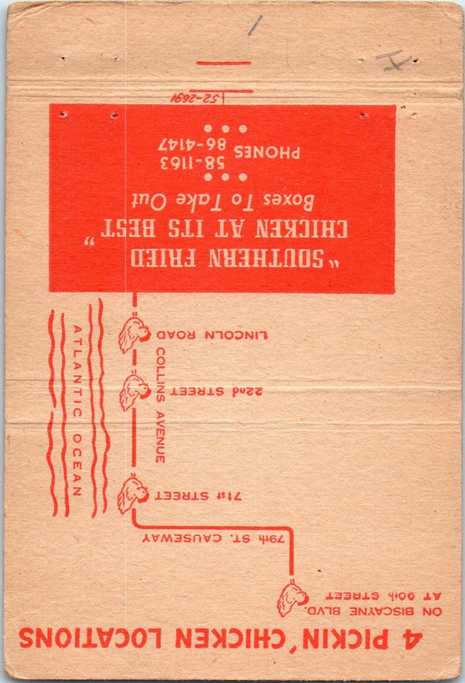 Pickin' Chicken Restaurant Miami FL Advertising Matchbook Cover SA1-M5 ...