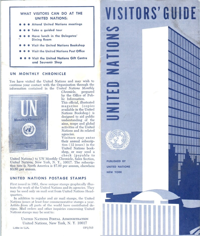 1960s United Nations Visitor's Guide New York Travel Brochure TF4-BA - Etsy