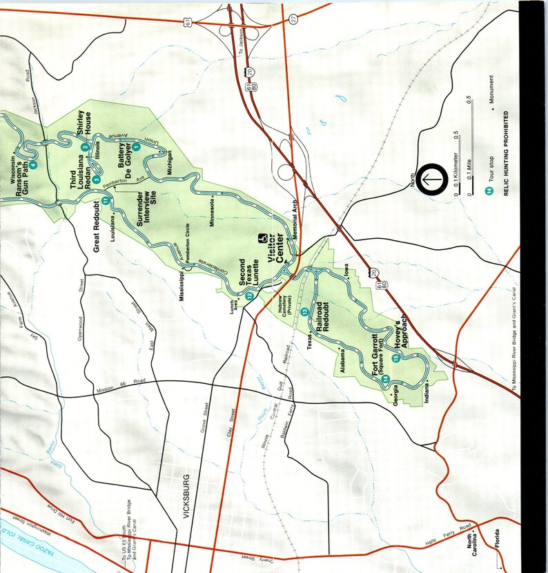 Vtg Vicksburg National Military Park MS Fold Out Map & Travel Brochure ...