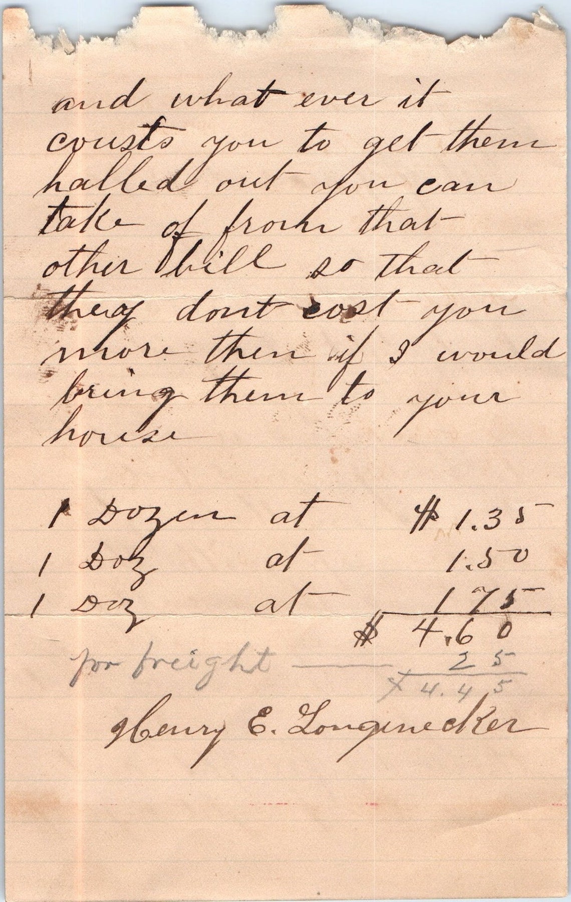 1890 Original Handwritten Letter Mt. Joy PA Henry E. Longenecker D18 - Etsy