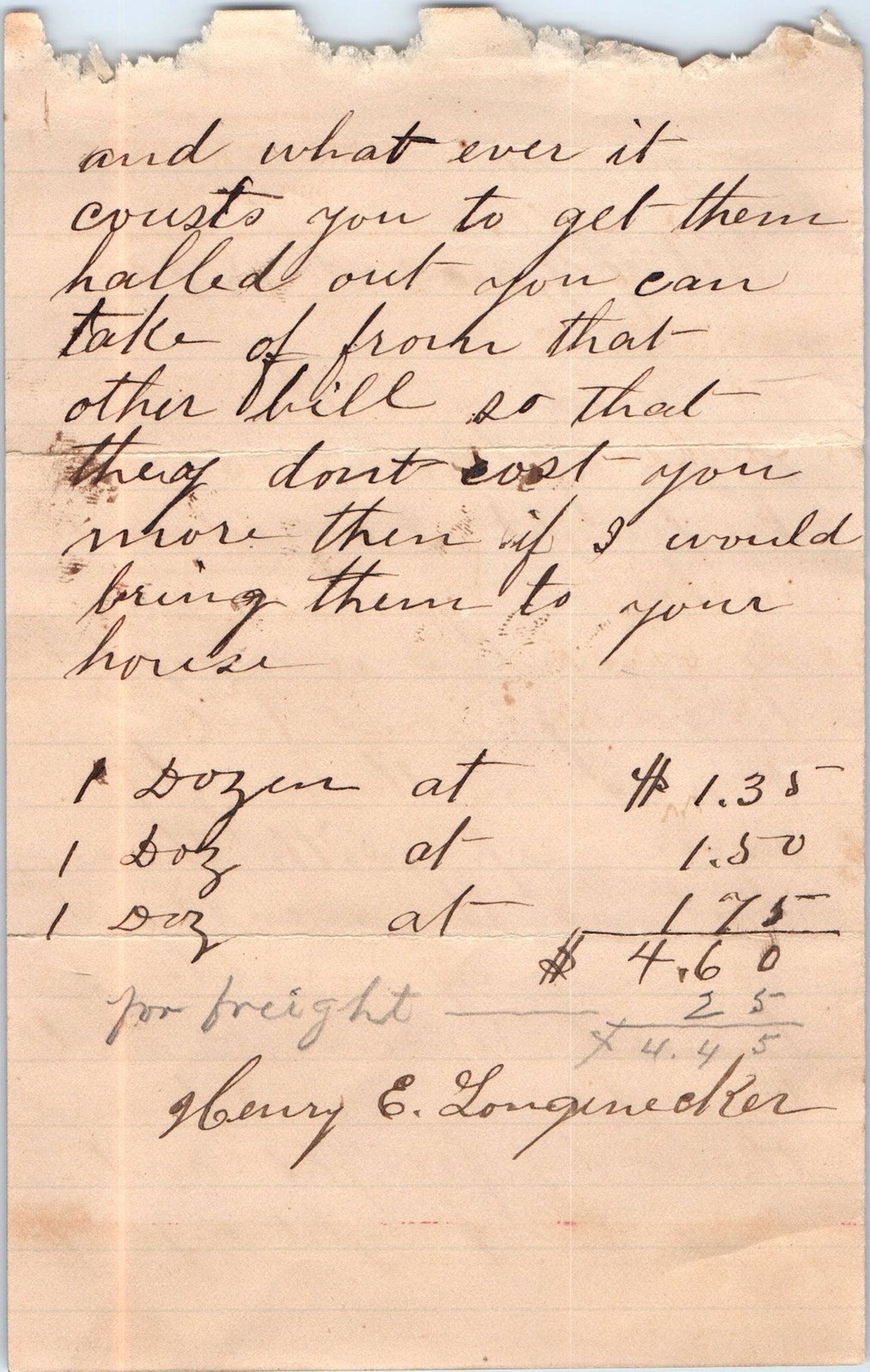 1890 Original Handwritten Letter Mt. Joy PA Henry E. Longenecker D18 - Etsy