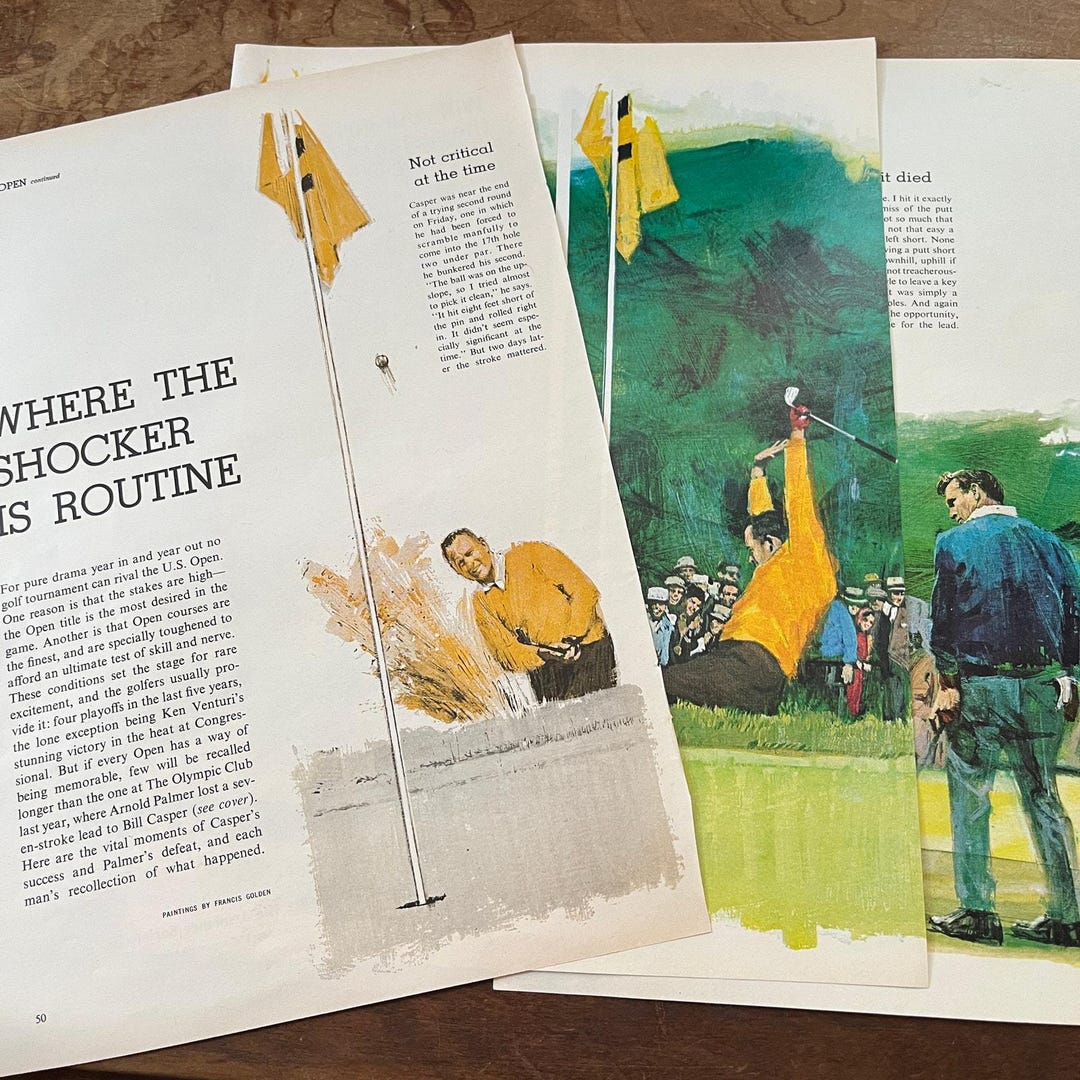 US Open Bill Casper Arnold Palmer - Francis Golden Art 5 Pages 1967 Ad AG2-1 - Etsy Australia