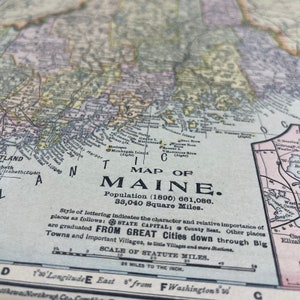 1899 Map of Maine 10x13 Original Tinted Map Engraving FL6-8 - Etsy