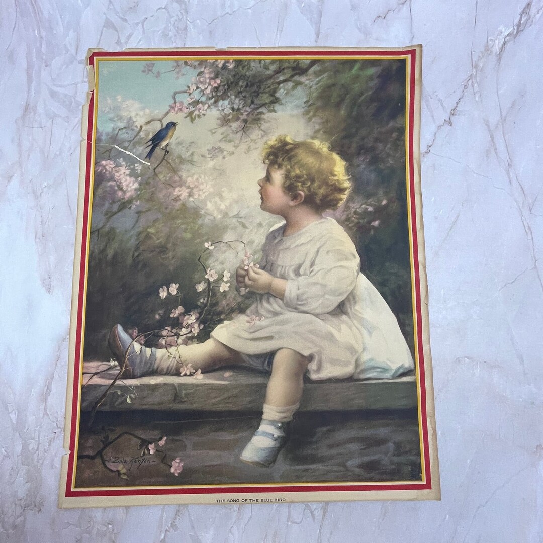 Song of the Bluebird Zula Kenyon Vintage Art Print Lithograph 11x14 FL6 ...