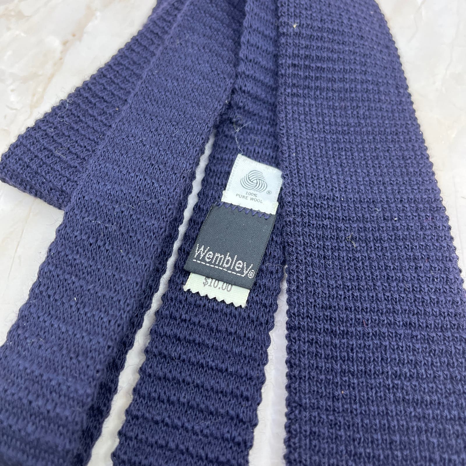 Retro Men's Royal Blue Slim Wembley Crochet Pure Wool Necktie Tie TJ9 ...