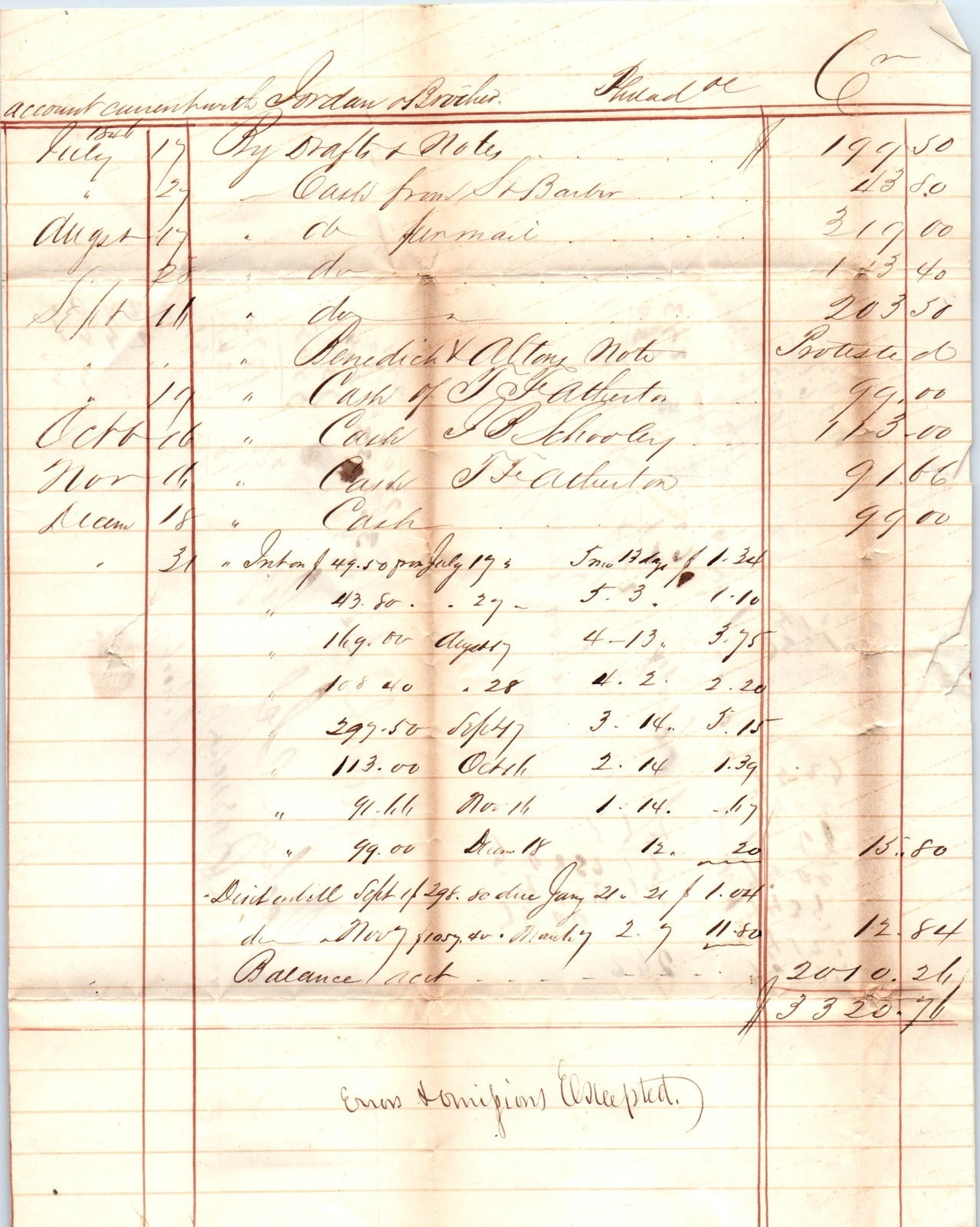 1817 Handwritten Note & Balance Sheet Jediah Schooley Luzerne PA D23 - Etsy