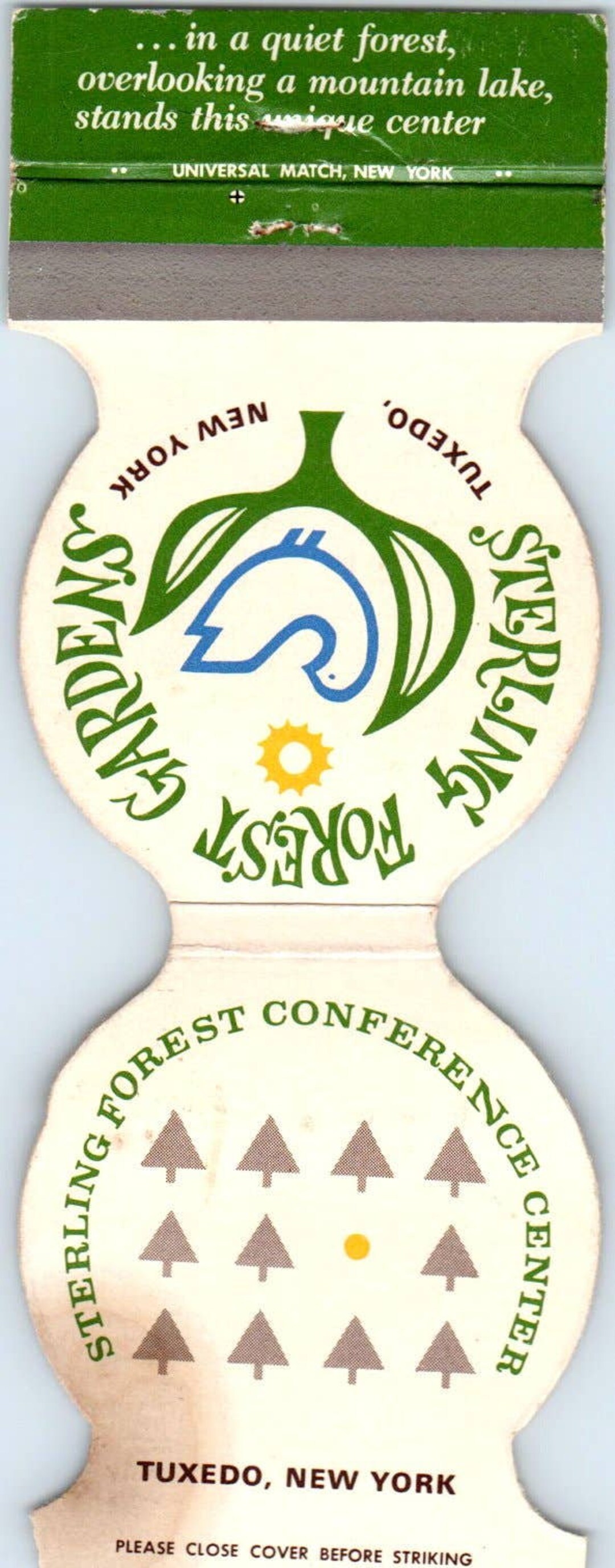 Sparkling Forest Gardens Tuxedo NY Die Cut Advertising Matchbook Cover ...