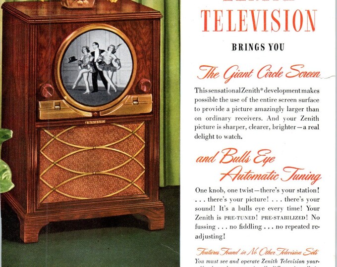 Zenith Television Giant Circle Screen Bulls Eye Tuning - Vintage ...