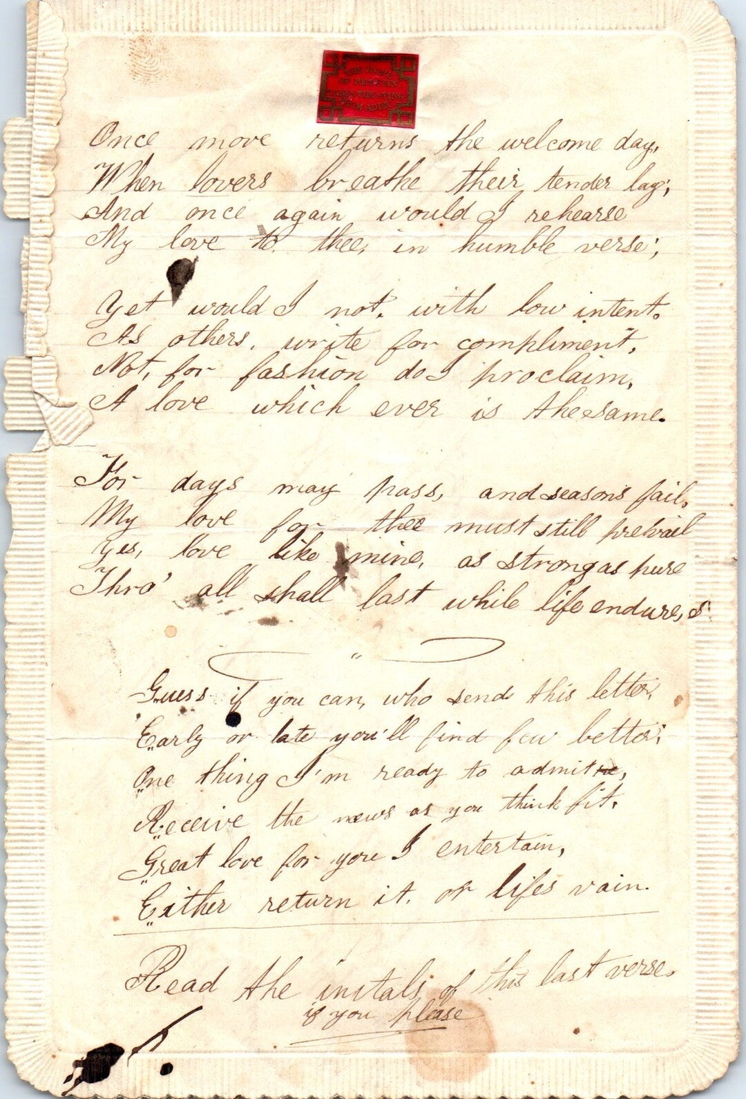 1870s Handwritten Poem - Tho' Feeble My Lays D21 - Etsy