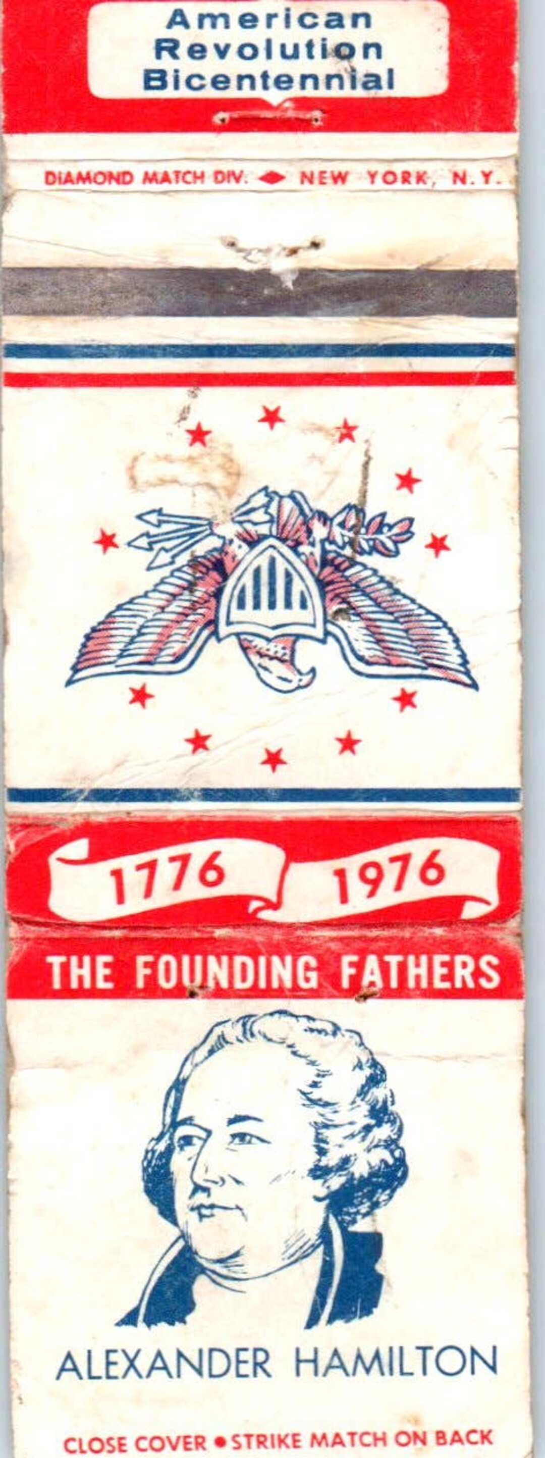 1776 Founding Fathers Alexander Hamilton Advertising Matchbook Cover ...