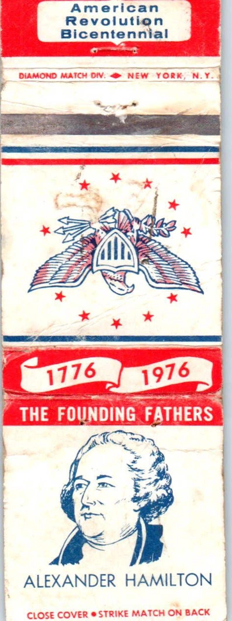 1776 Founding Fathers Alexander Hamilton Advertising Matchbook Cover ...