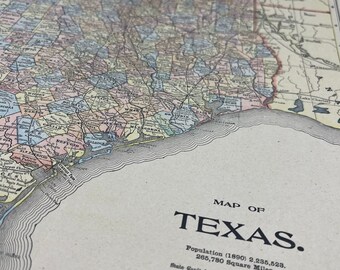 1899 Map of Pennsylvania Fold Out Original Tinted Map Engraving FL6-8 ...