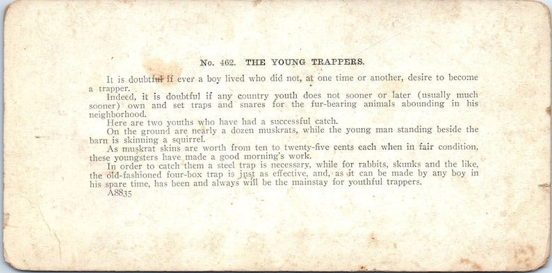 Victorian Fur Trappers "the Young Trappers" - Antique Stereoview Card ...