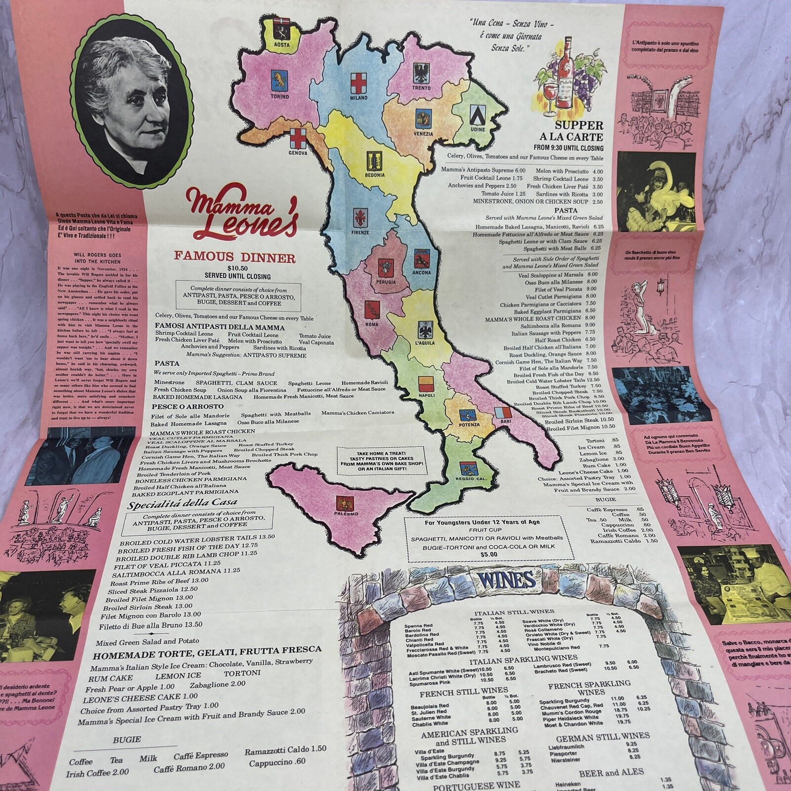 1976 Mamma Leone's Restaurant Menu Fold Out New York City 48th St TH9 ...