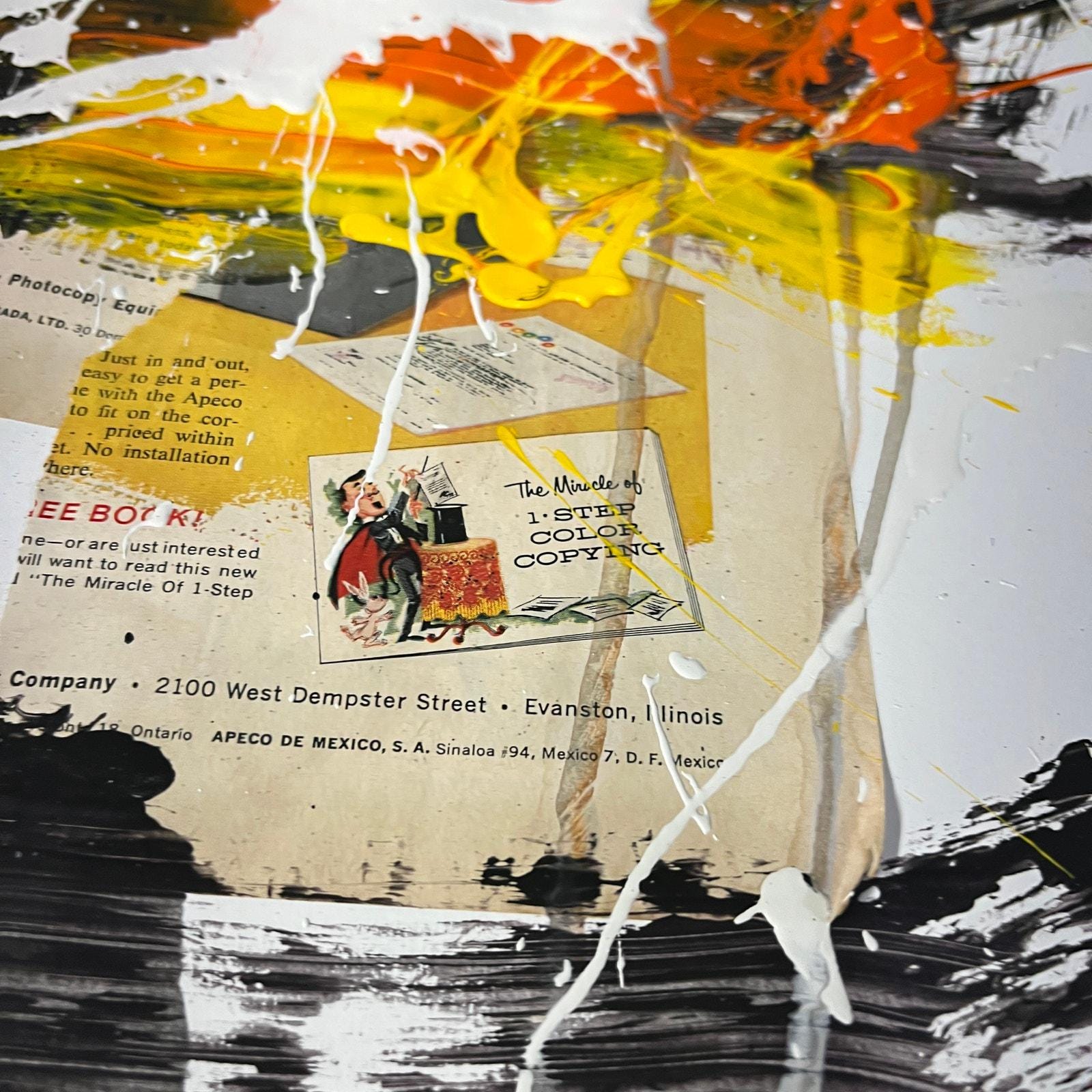 Original Mixed Media Abstract Art Painting 18x24 “1950s Apeco Copier Ad ...