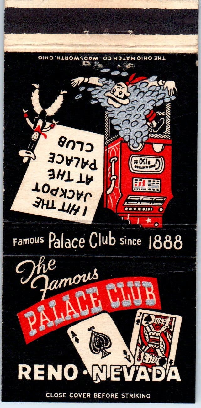 Palace Club Reno Nevada Advertising Matchbook Cover SB3-M7 - Etsy