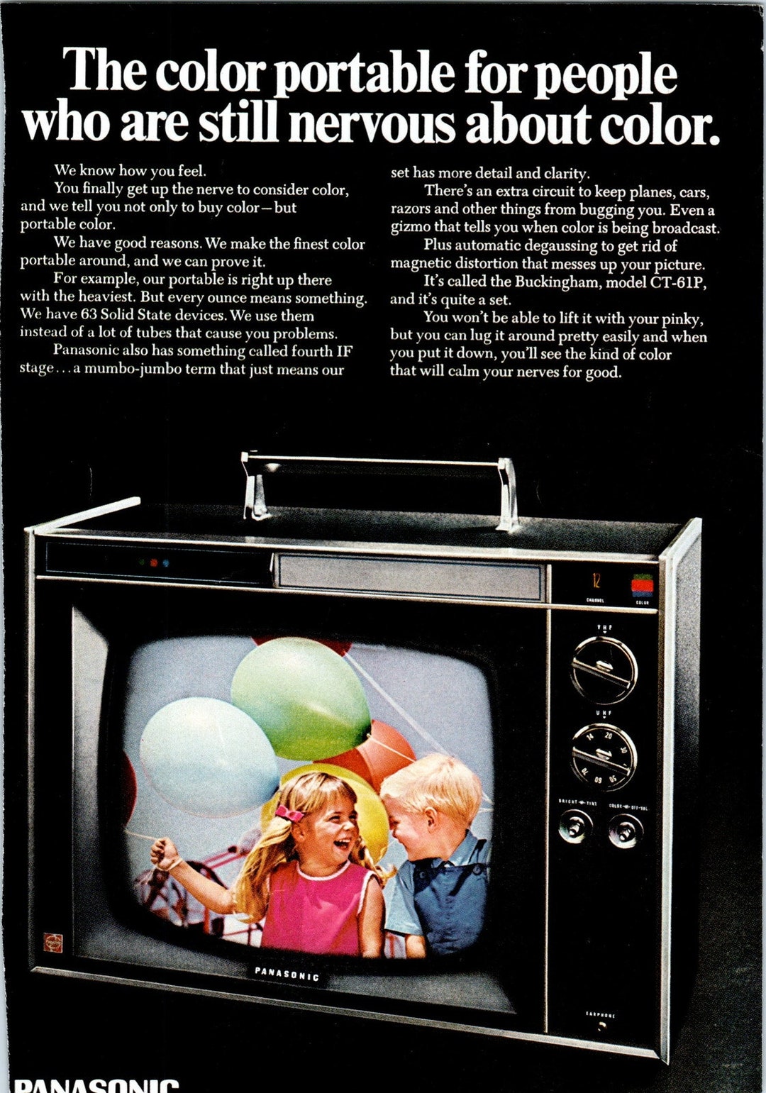 Panasonic Portable Color Television TV Teleset - Vintage Magazine Ad ...