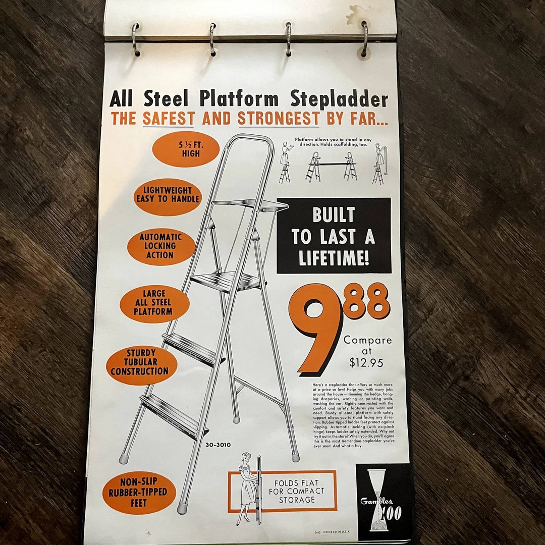 1960 Steel Step Ladder Gambles Retail Store Display Advertising Poster ...