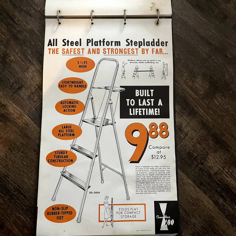 1960 Steel Step Ladder Gambles Retail Store Display Advertising Poster ...