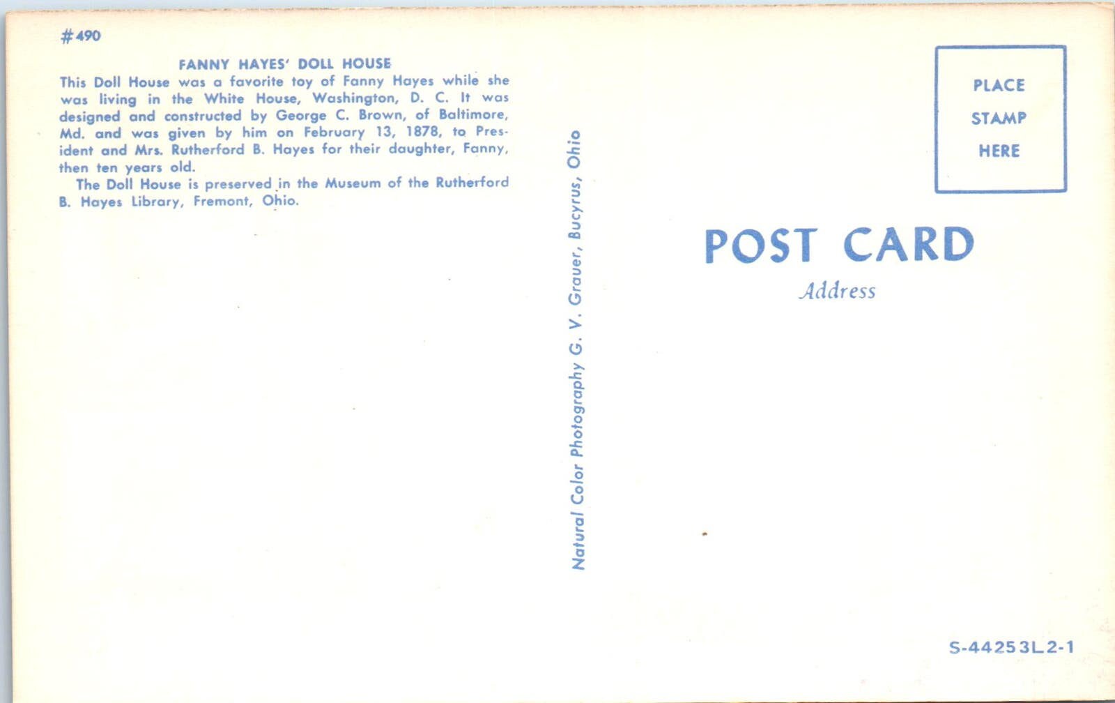 Fanny Hayes' Doll House Rutherford B. Hayes Library Fremont OH Postcard ...