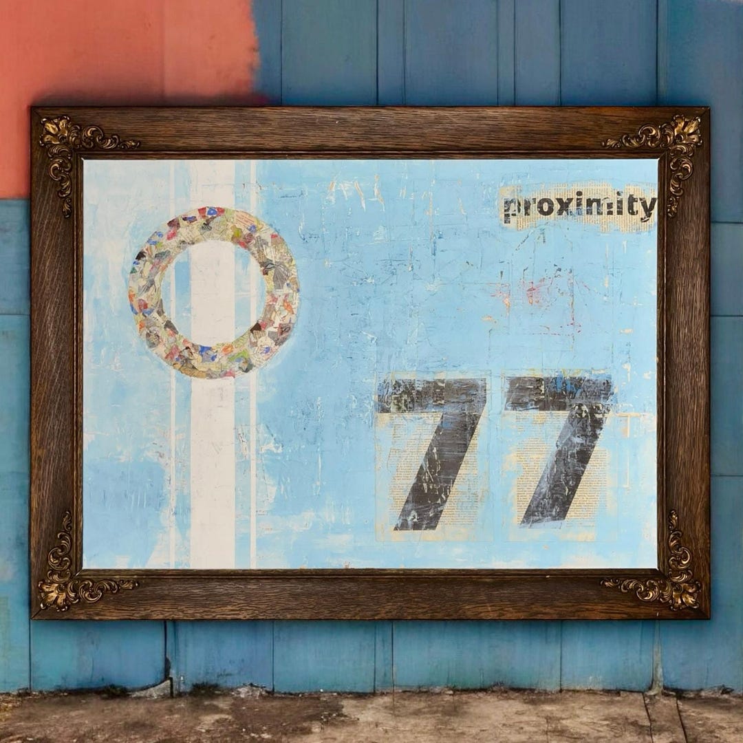 Original Framed Mixed Media Abstract Art Painting 29x39 "proximity 77 ...